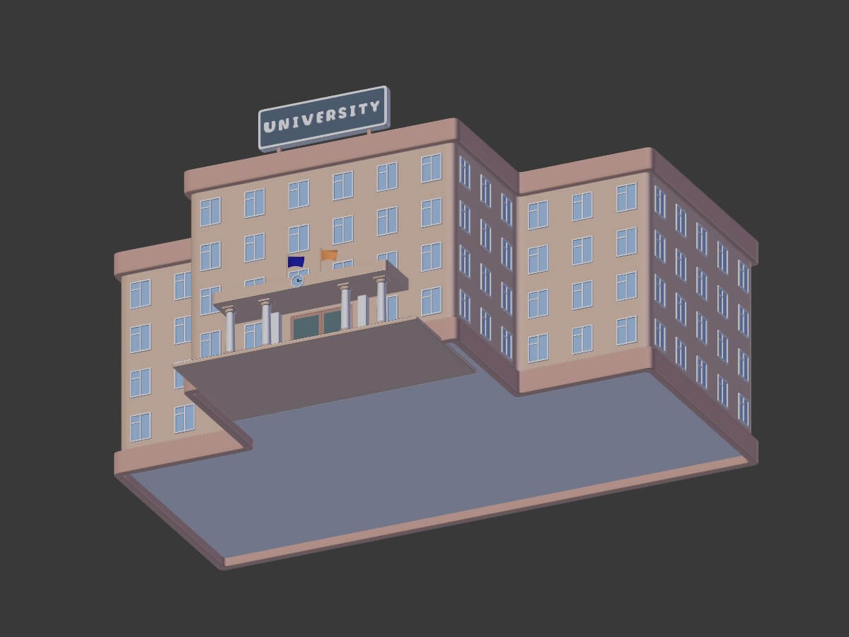 Cartoon University - 3D Model by Ocstard