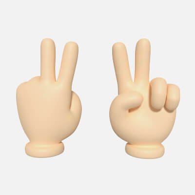Hand Icon - Victory Sign 3D Model by Ocstard
