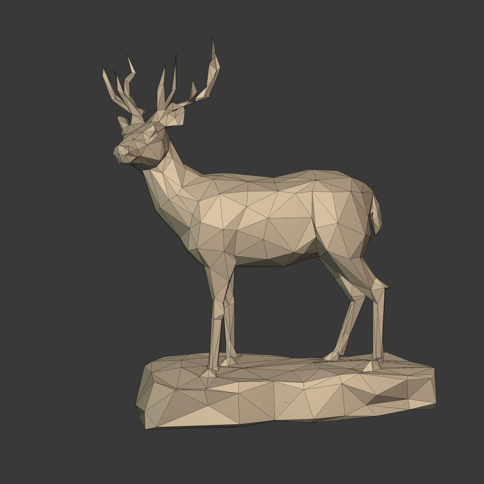 Low Poly Deer Statue - 3D Model by Ocstard