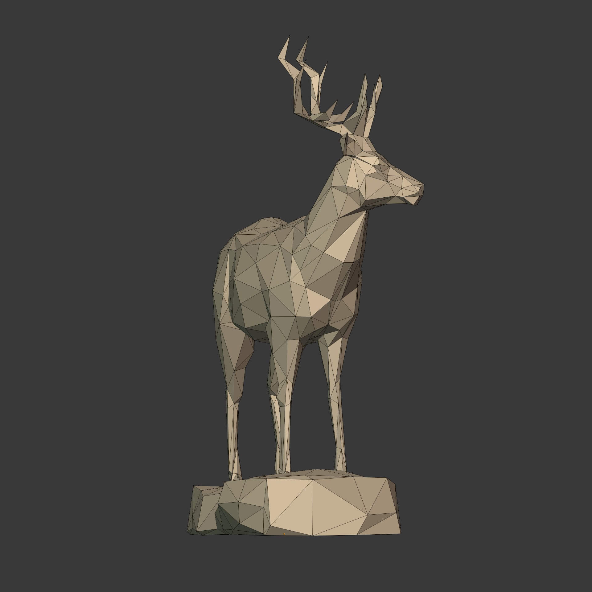 Low Poly Deer Statue - 3D Model by Ocstard