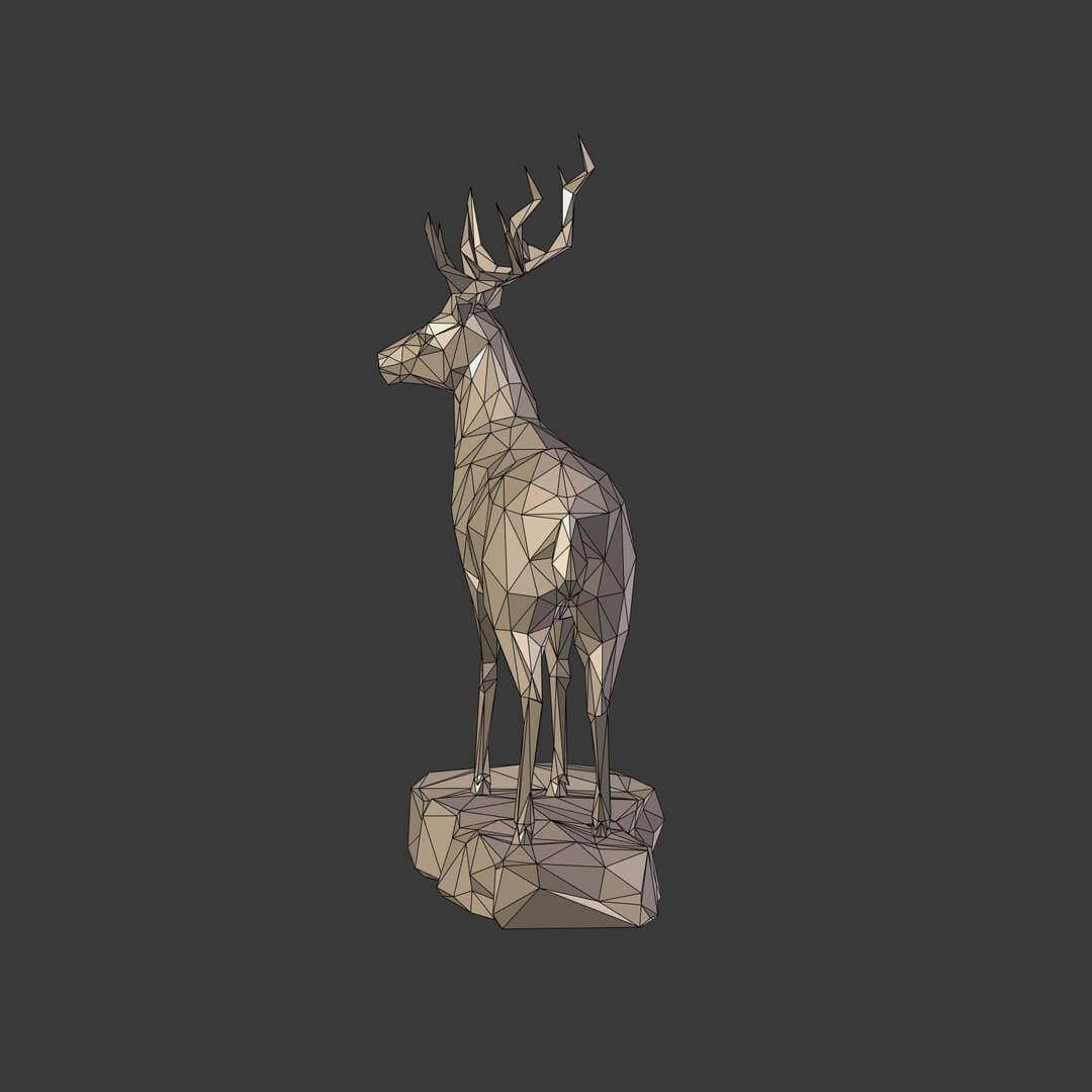 Low Poly Deer Statue - 3D Model by Ocstard