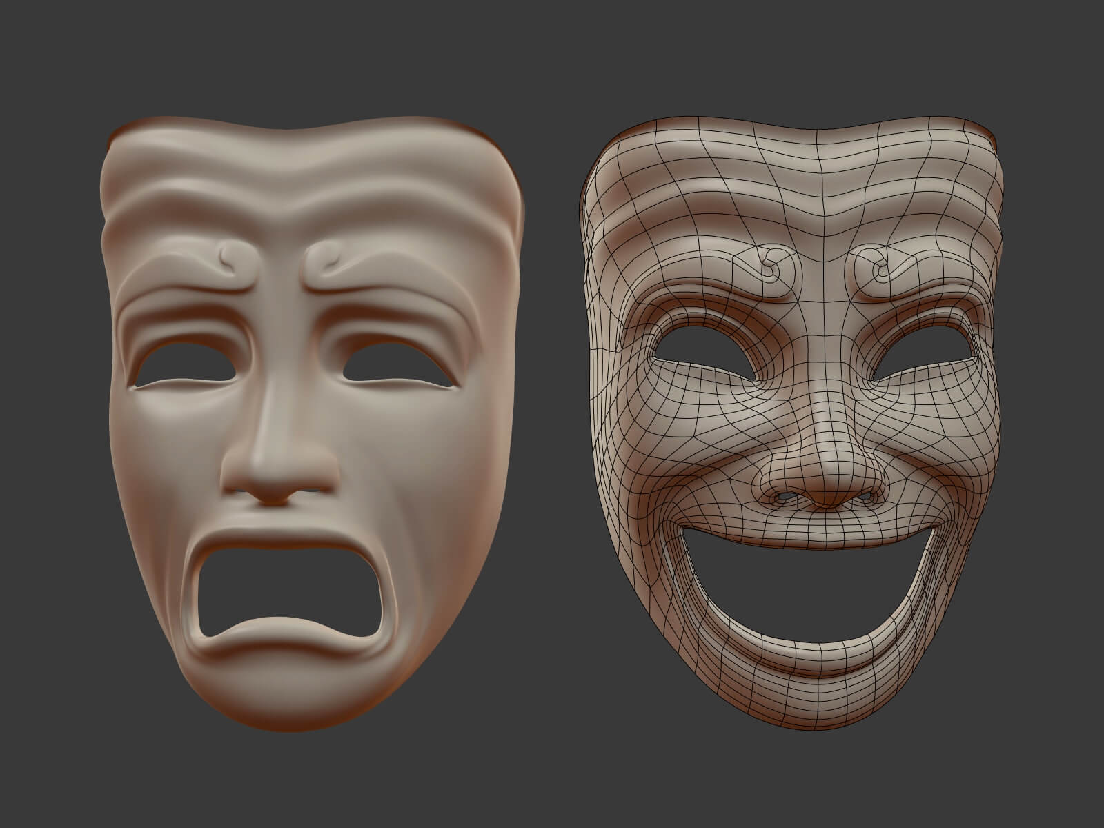 Theater Masks - 3D Model by Ocstard