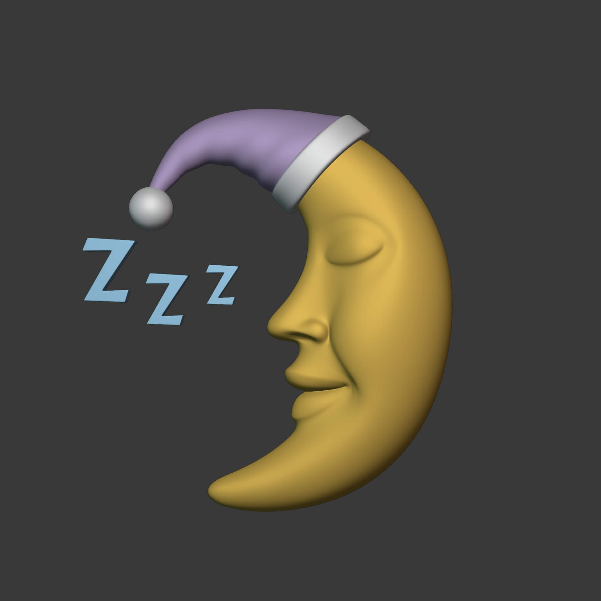 Cartoon Moon Smiley - 3D Model by Ocstard