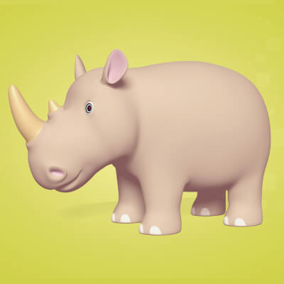 Cartoon Rhinoceros - Rhino 3D Model by Ocstard