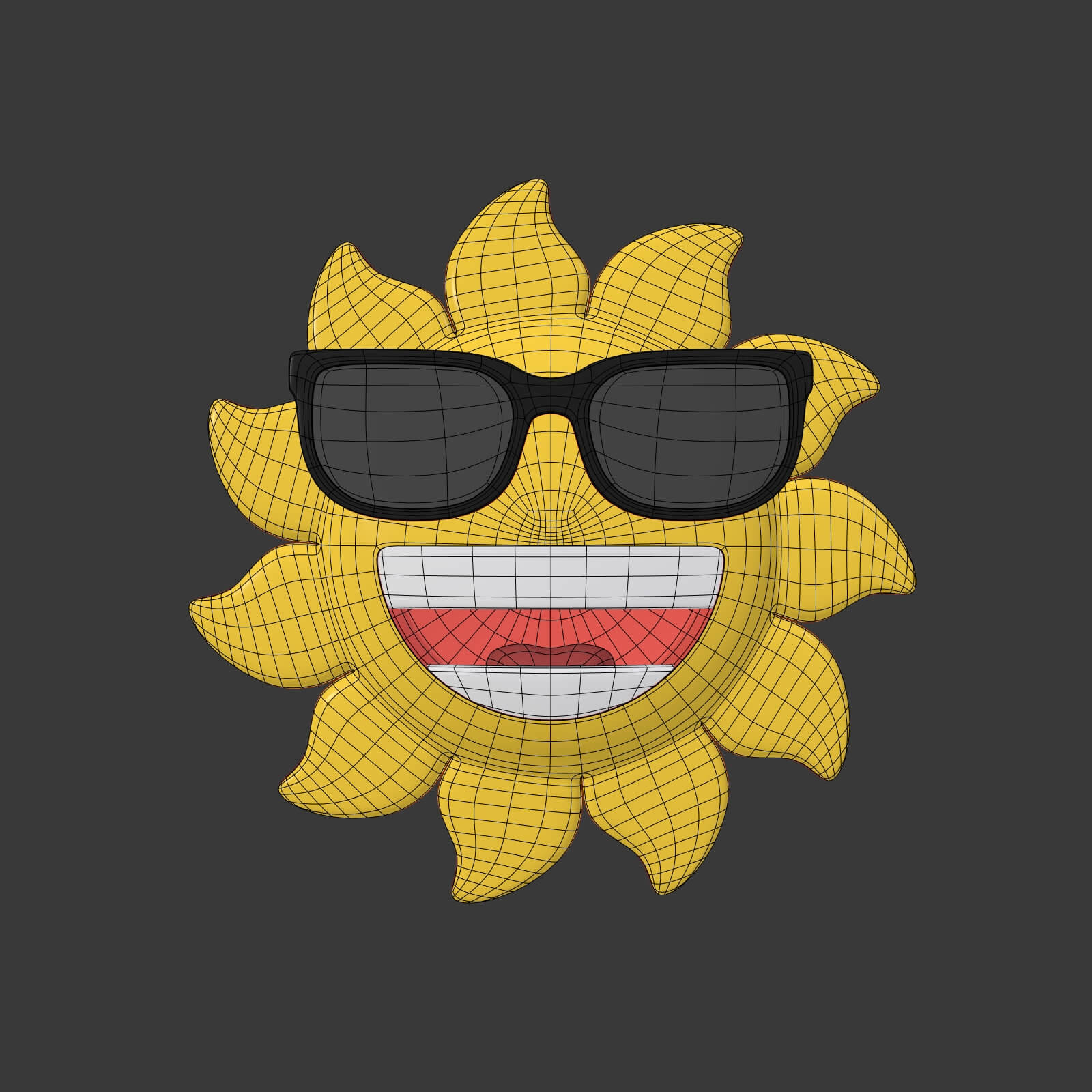 Cartoon Sun Smiley Face - 3D Model by Ocstard