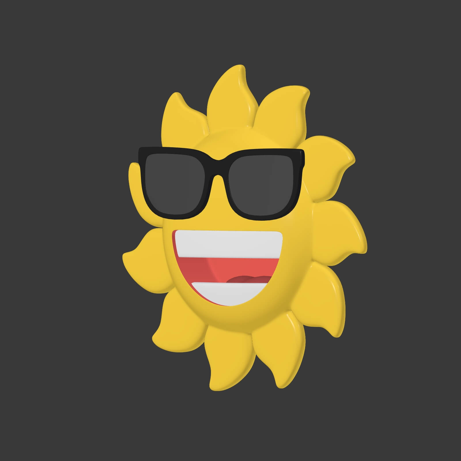 Cartoon Sun Smiley Face - 3D Model by Ocstard