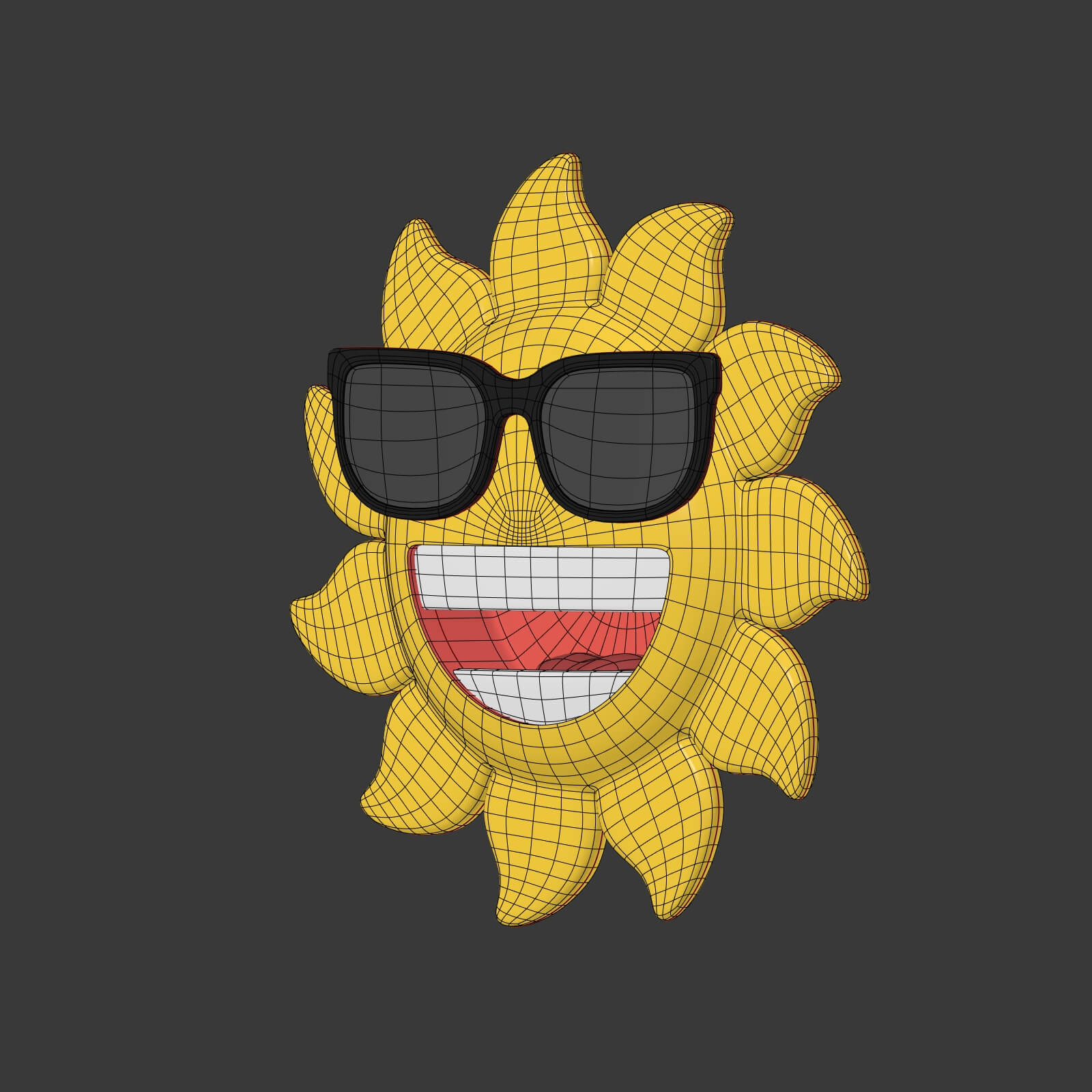 Cartoon Sun Smiley Face - 3D Model by Ocstard