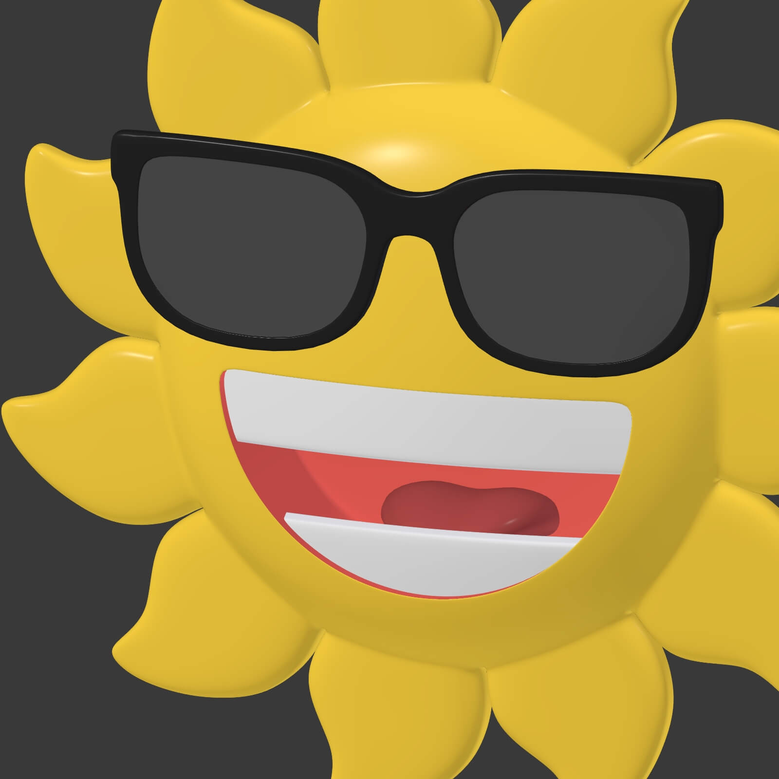 Cartoon Sun Smiley Face - 3D Model by Ocstard