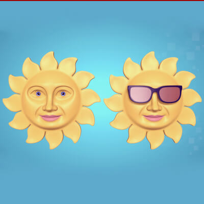 Cartoon Sun Head Smiley - 3D Model by Ocstard