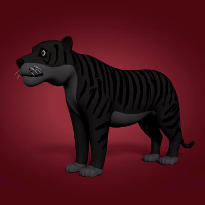 Cartoon Black Tiger - 3D Model by Ocstard