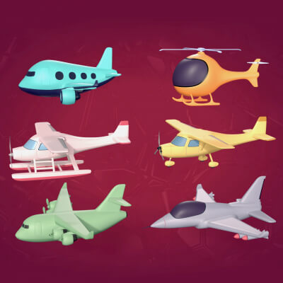 Cartoon Aircraft Pack - 3D Model by Ocstard