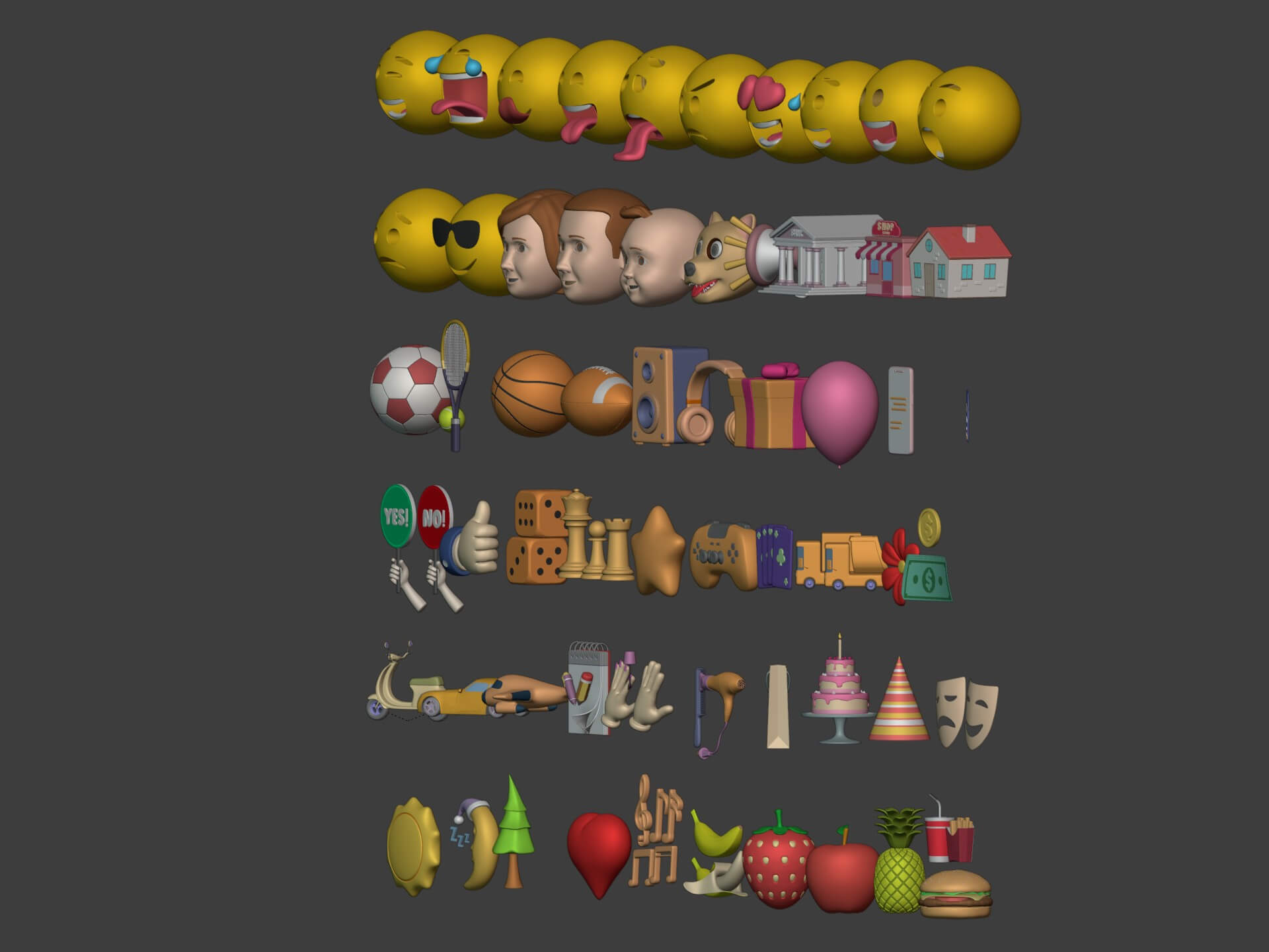 Cartoon Icons Mega Pack - 3D Model by Ocstard