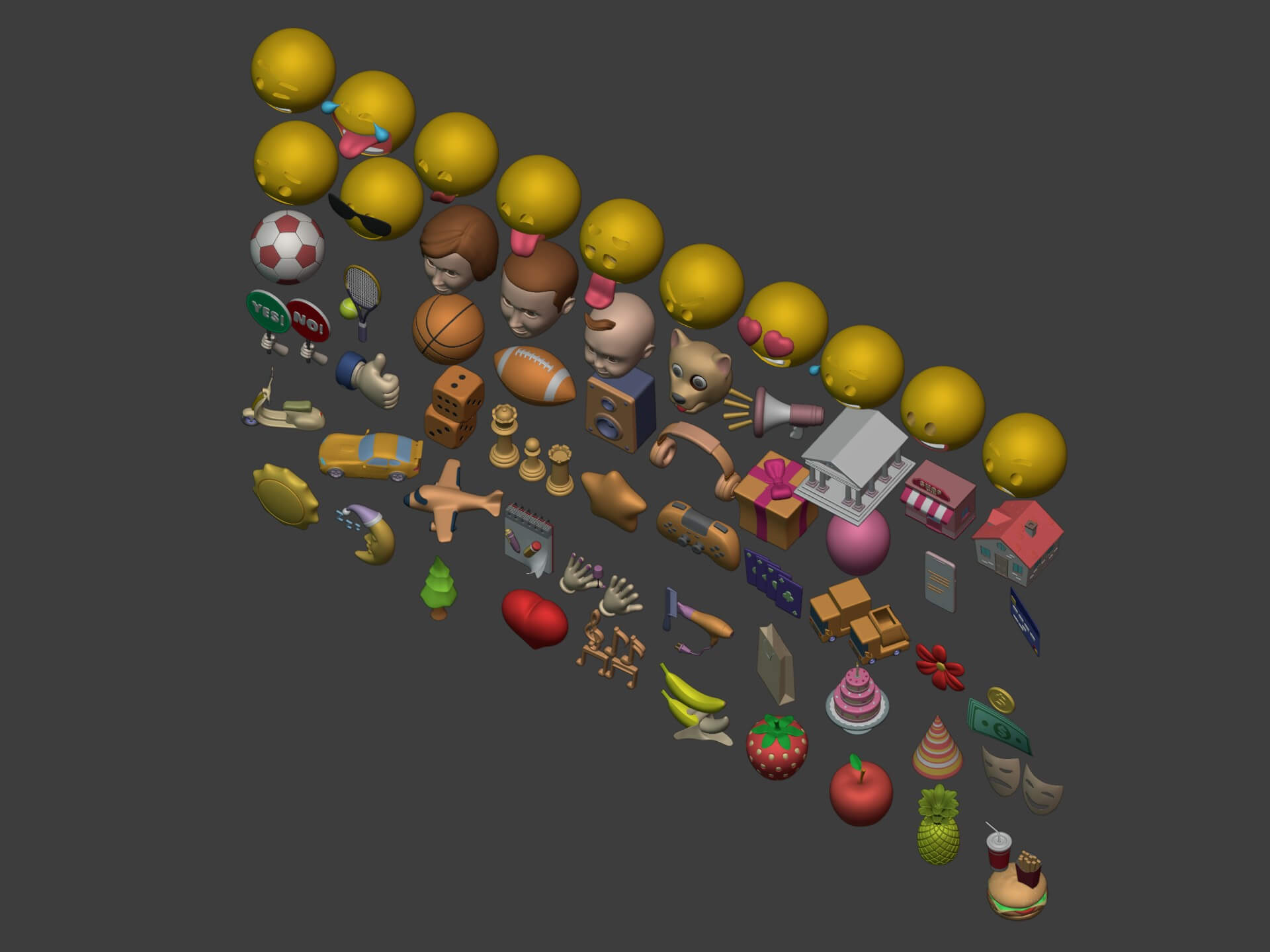 Cartoon Icons Mega Pack - 3D Model by Ocstard