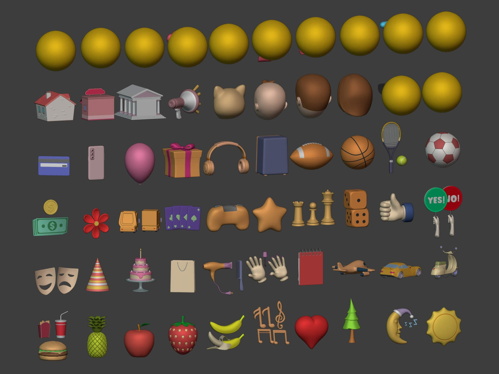 Cartoon Icons Mega Pack - 3D Model by Ocstard