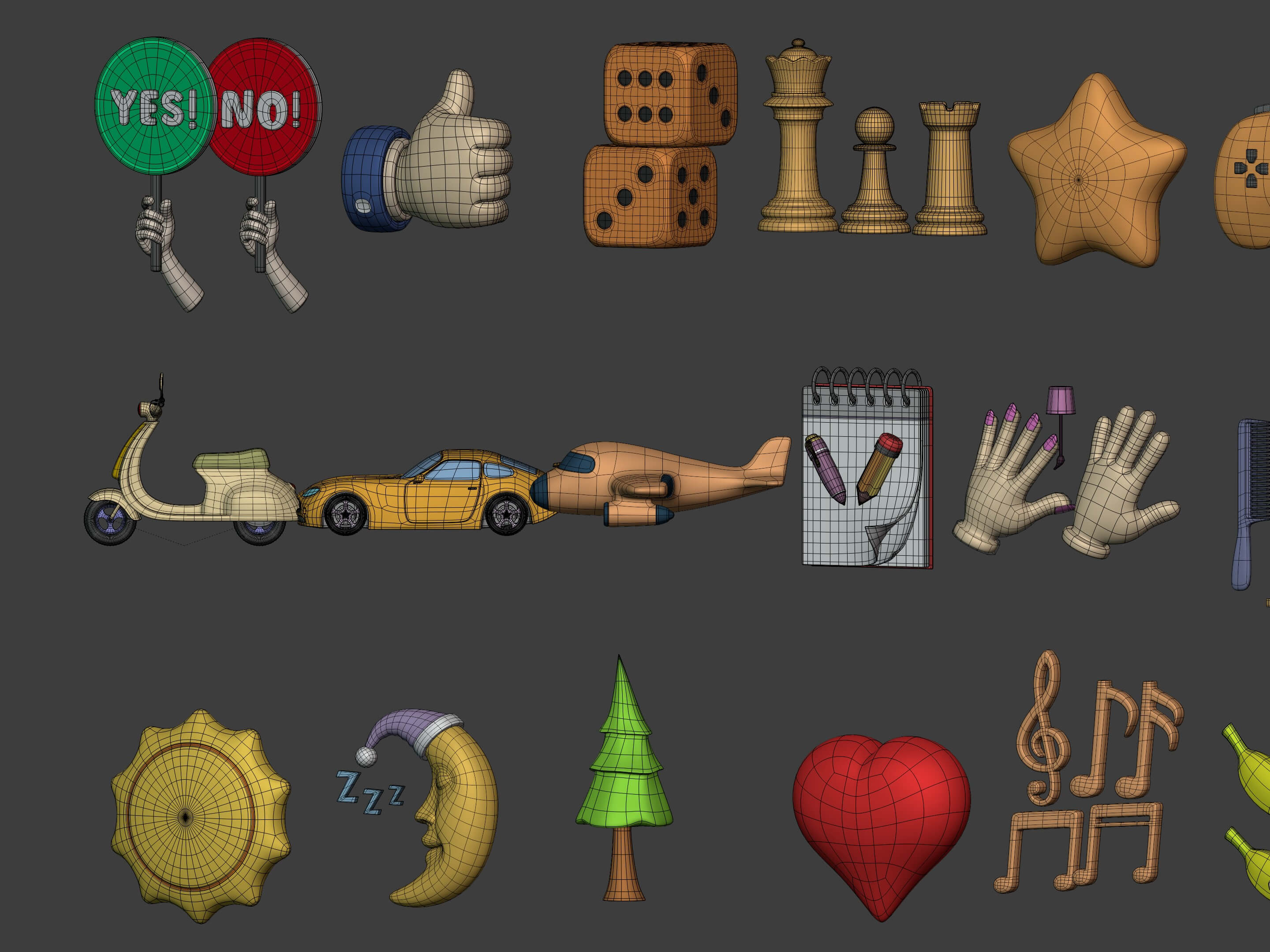 Cartoon Icons Mega Pack - 3D Model by Ocstard