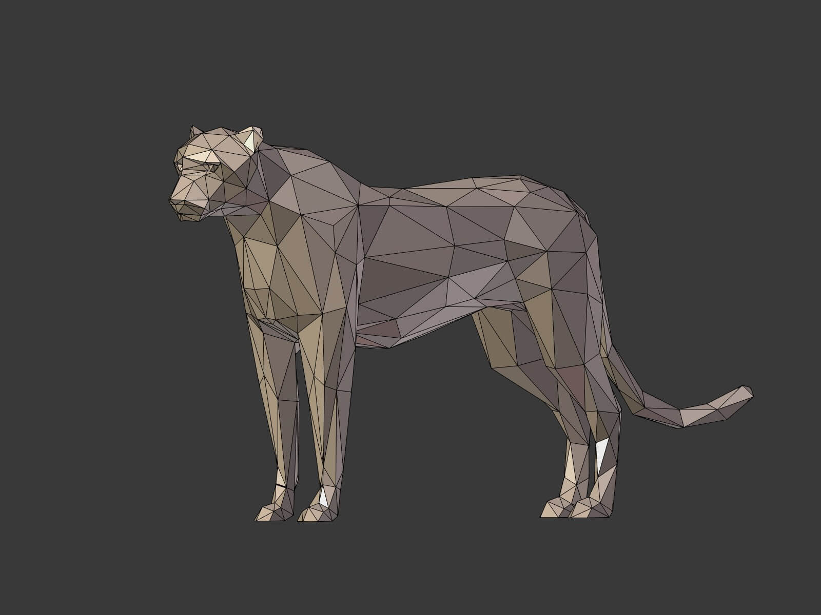 Low Poly Cartoon Cheetah - 3D Model by Ocstard