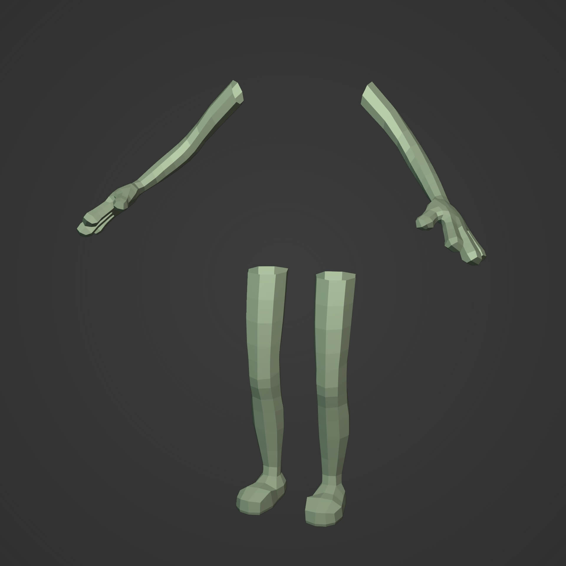 Cartoon Arms and Legs --- Four Fingers 3D Model by Ocstard