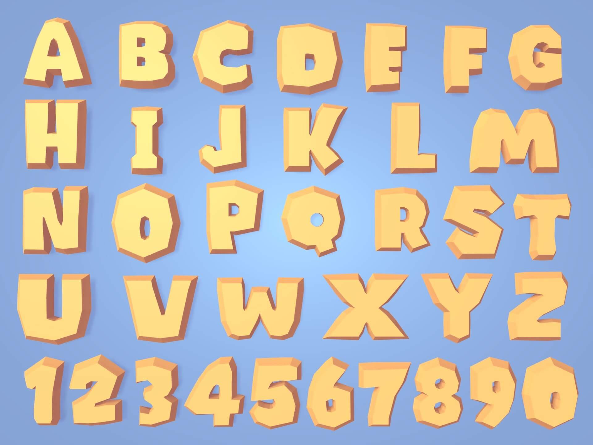 Cartoon Alphabet - 3D Model by Ocstard