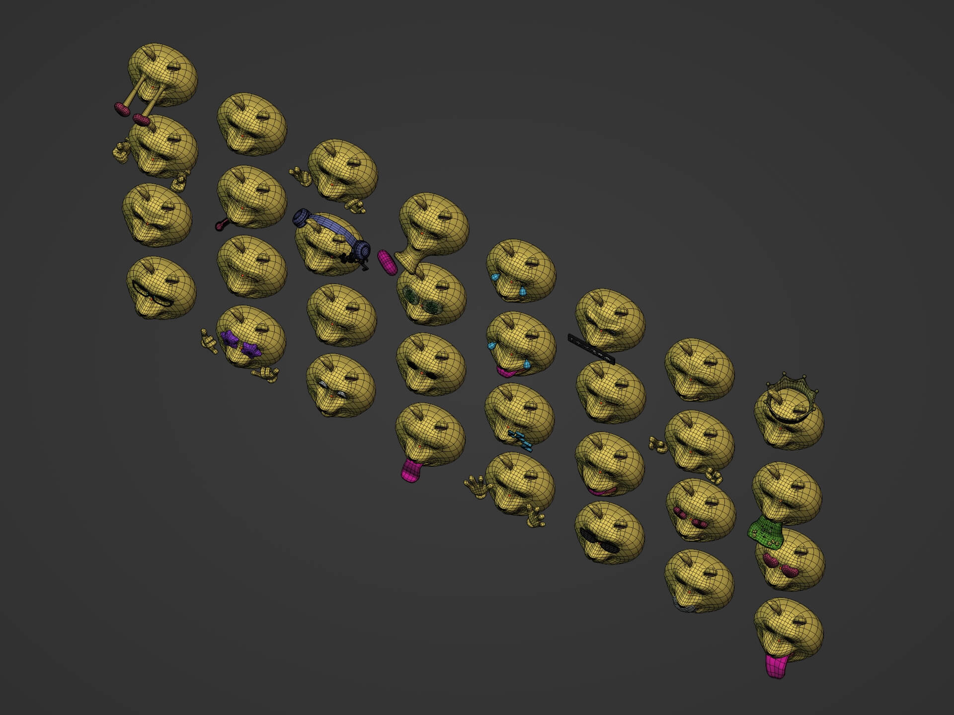 Cartoon Bunny Heads -- Smiley Pack 3D Model by Ocstard