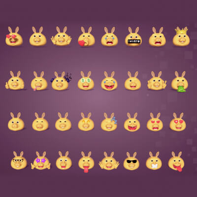 Bunny Rabbit Smiley Head Emoji Cartoon Icons Pack Collection - 3D Model ...