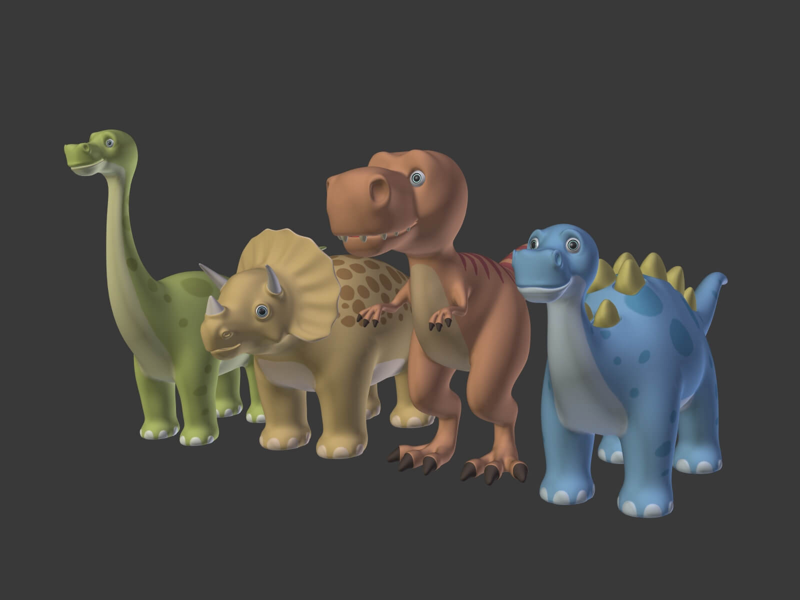 Cartoon Dinosaurs Collection - 3D Model by Ocstard