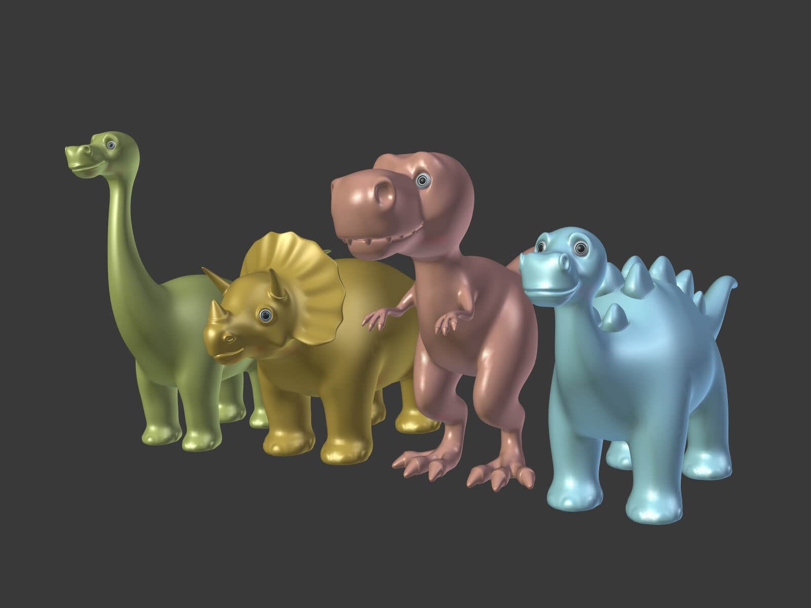 Cartoon Dinosaurs Collection - 3D Model by Ocstard