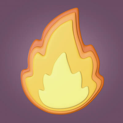 Cartoon Fire Icon - 3D Model by Ocstard