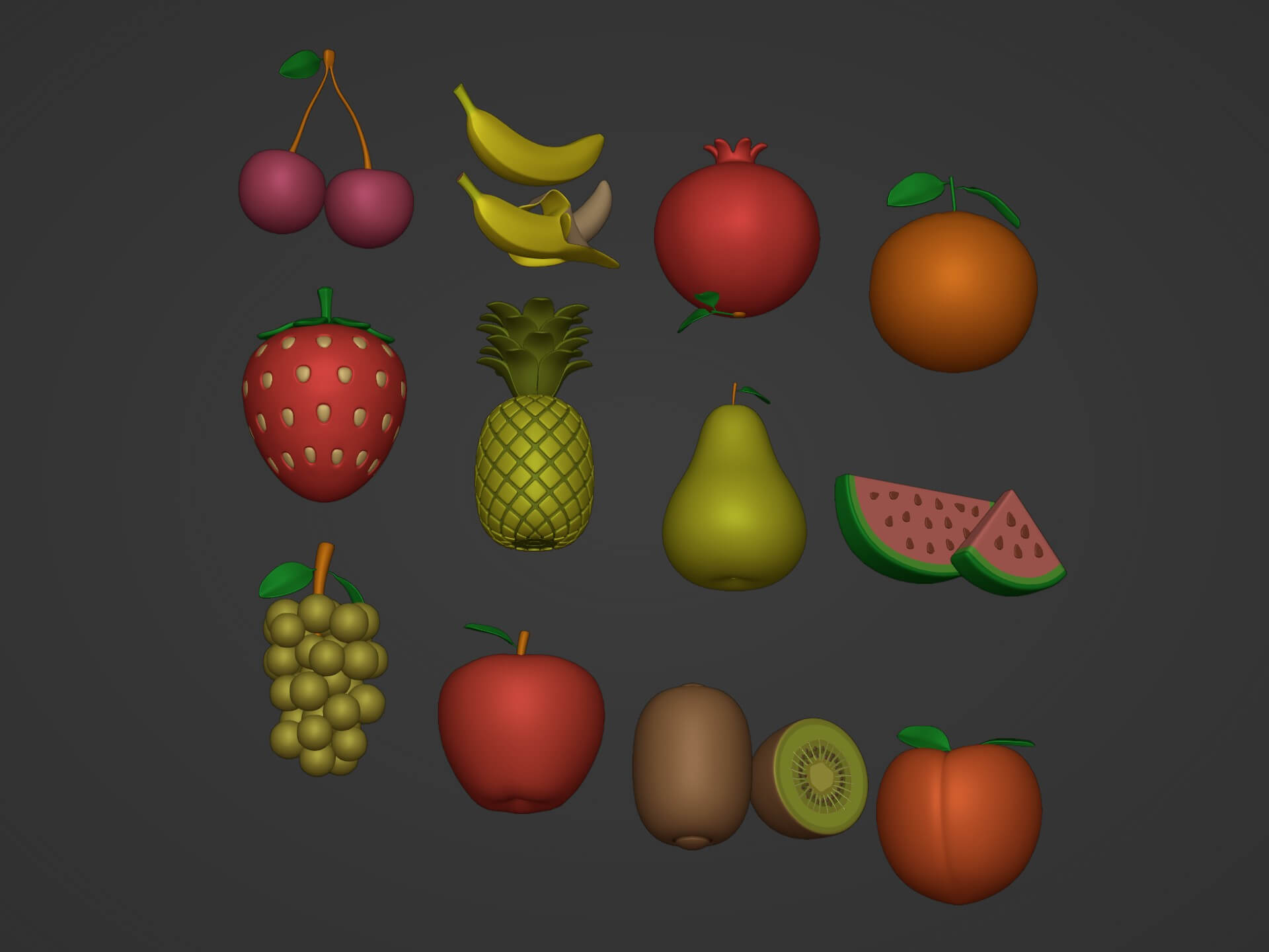 Cartoon Fruit Pack - 3D Model by Ocstard