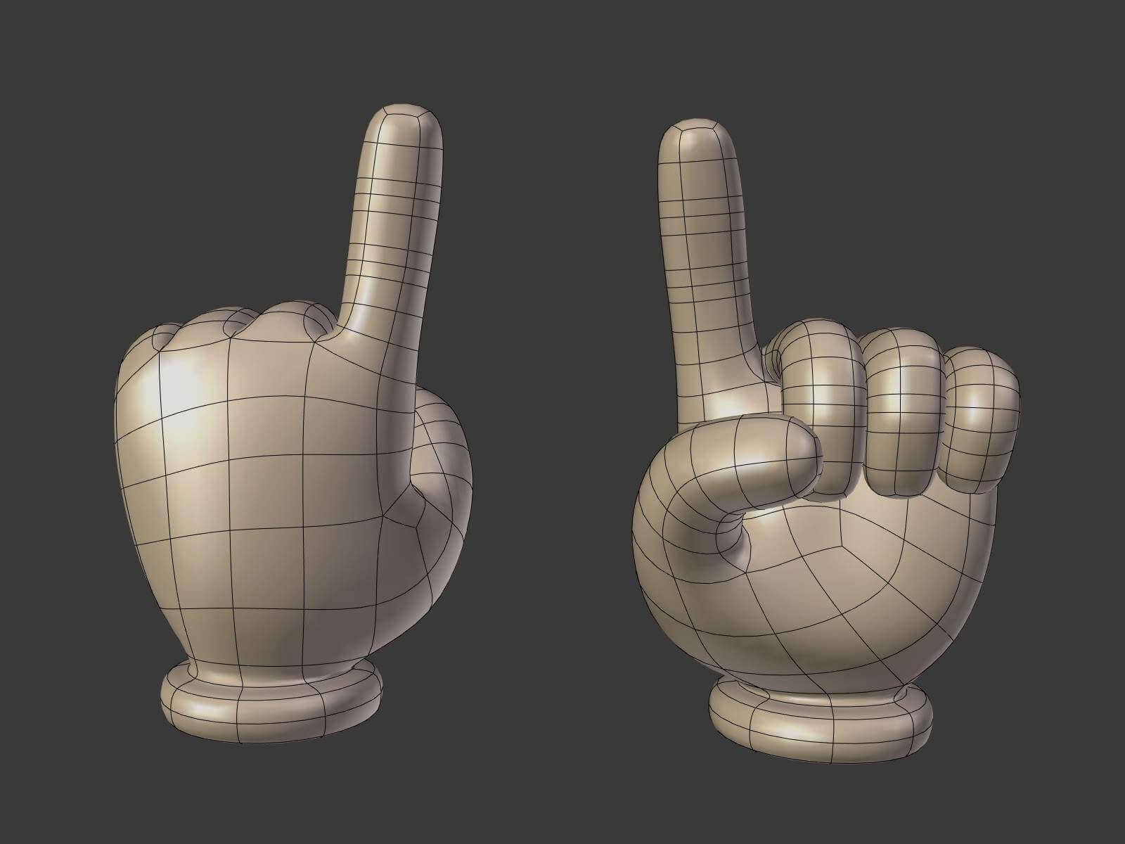 Cartoon Hand - Direction Sign 3D Model by Ocstard