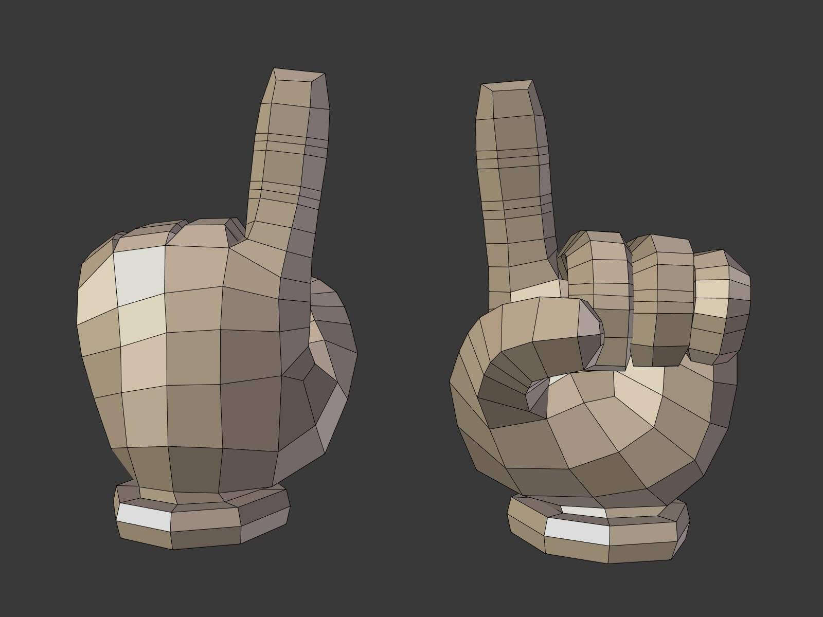 Cartoon Hand - Direction Sign 3D Model by Ocstard