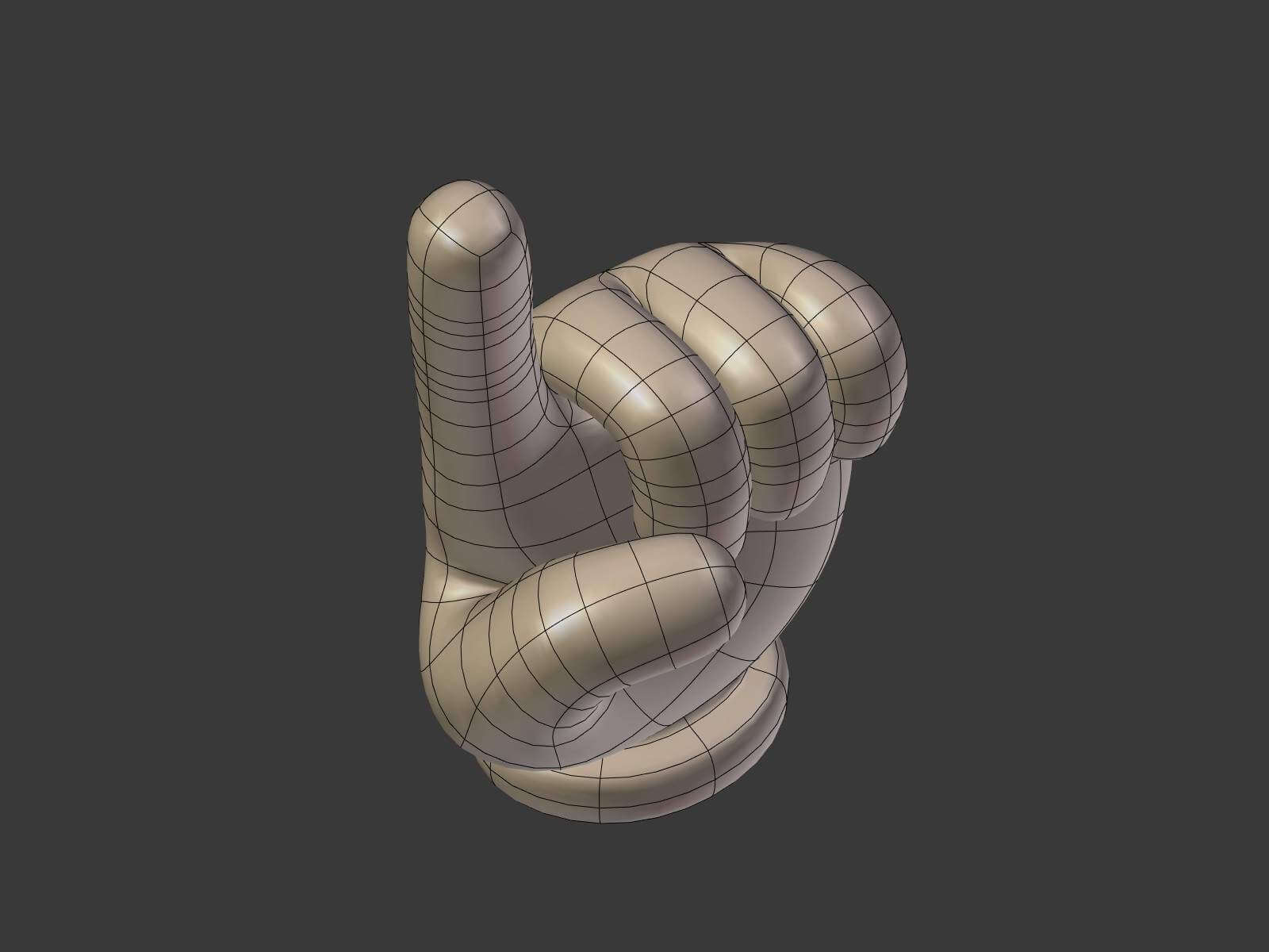 Cartoon Hand - Direction Sign 3D Model by Ocstard