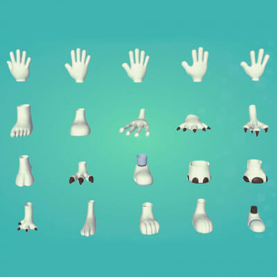 Cartoon Hands and Feet Pack - 3D Model by Ocstard