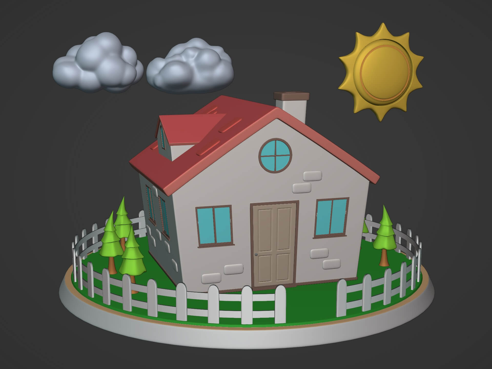 Cartoon House - 3D Model by Ocstard