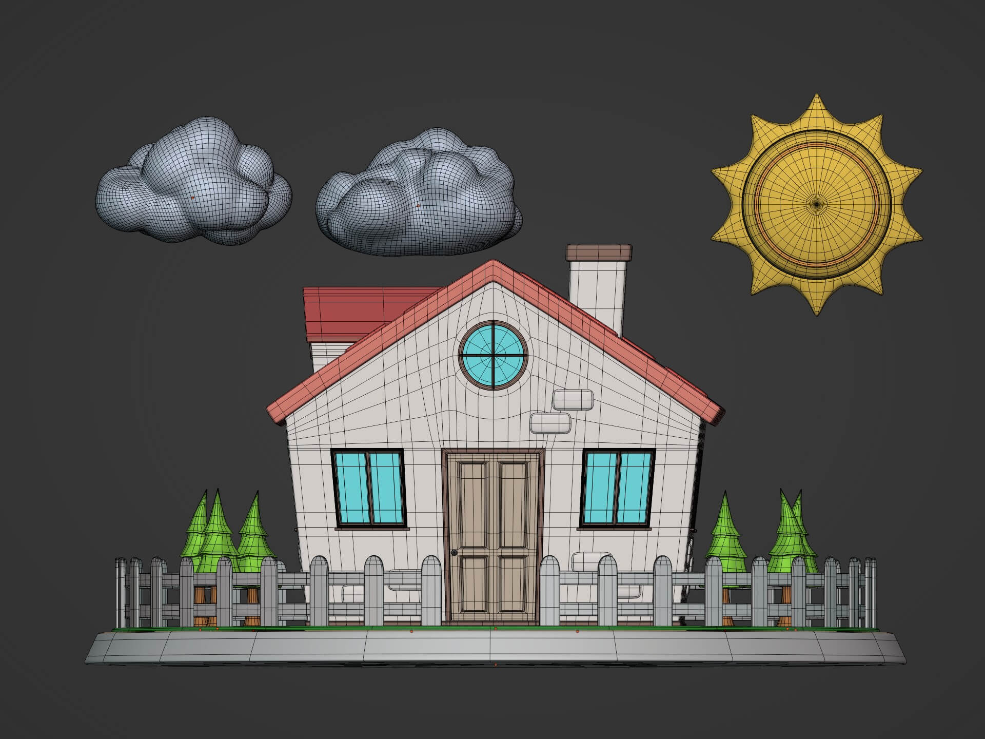 Cartoon House - 3D Model by Ocstard
