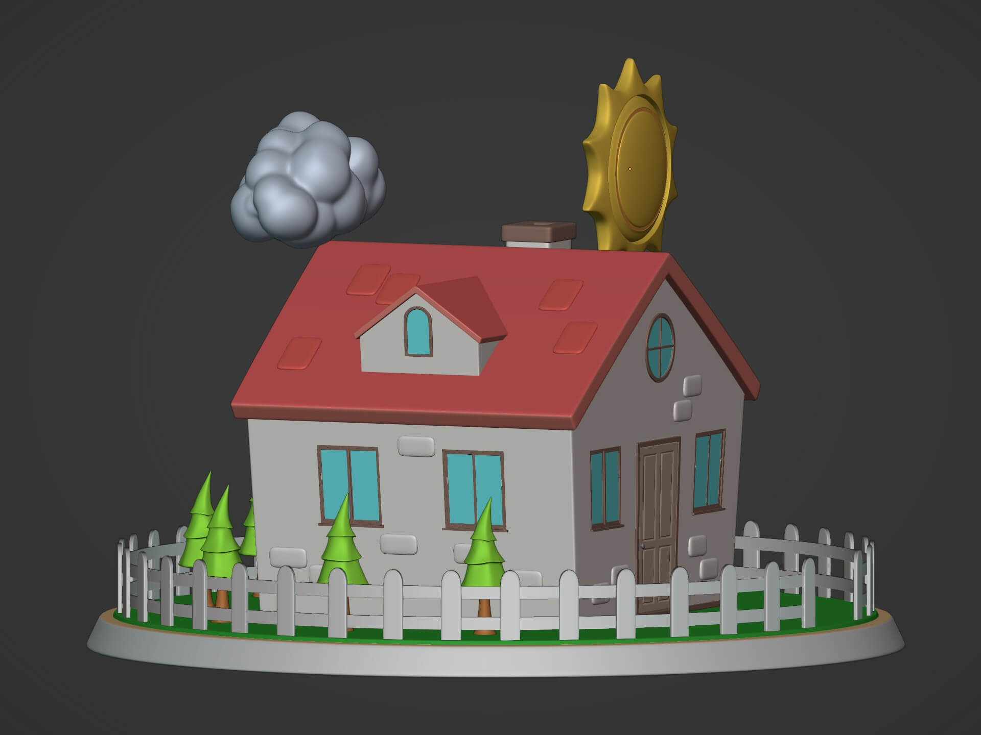 Cartoon House - 3D Model by Ocstard