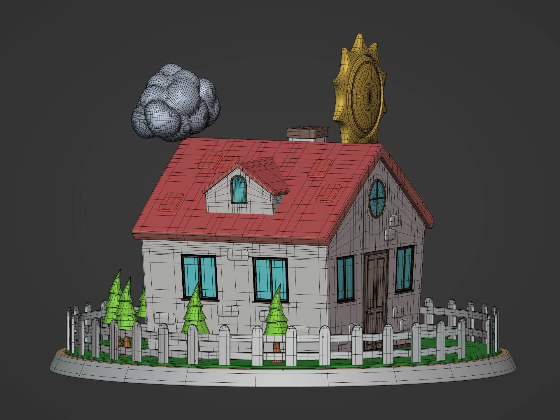Cartoon House - 3D Model by Ocstard