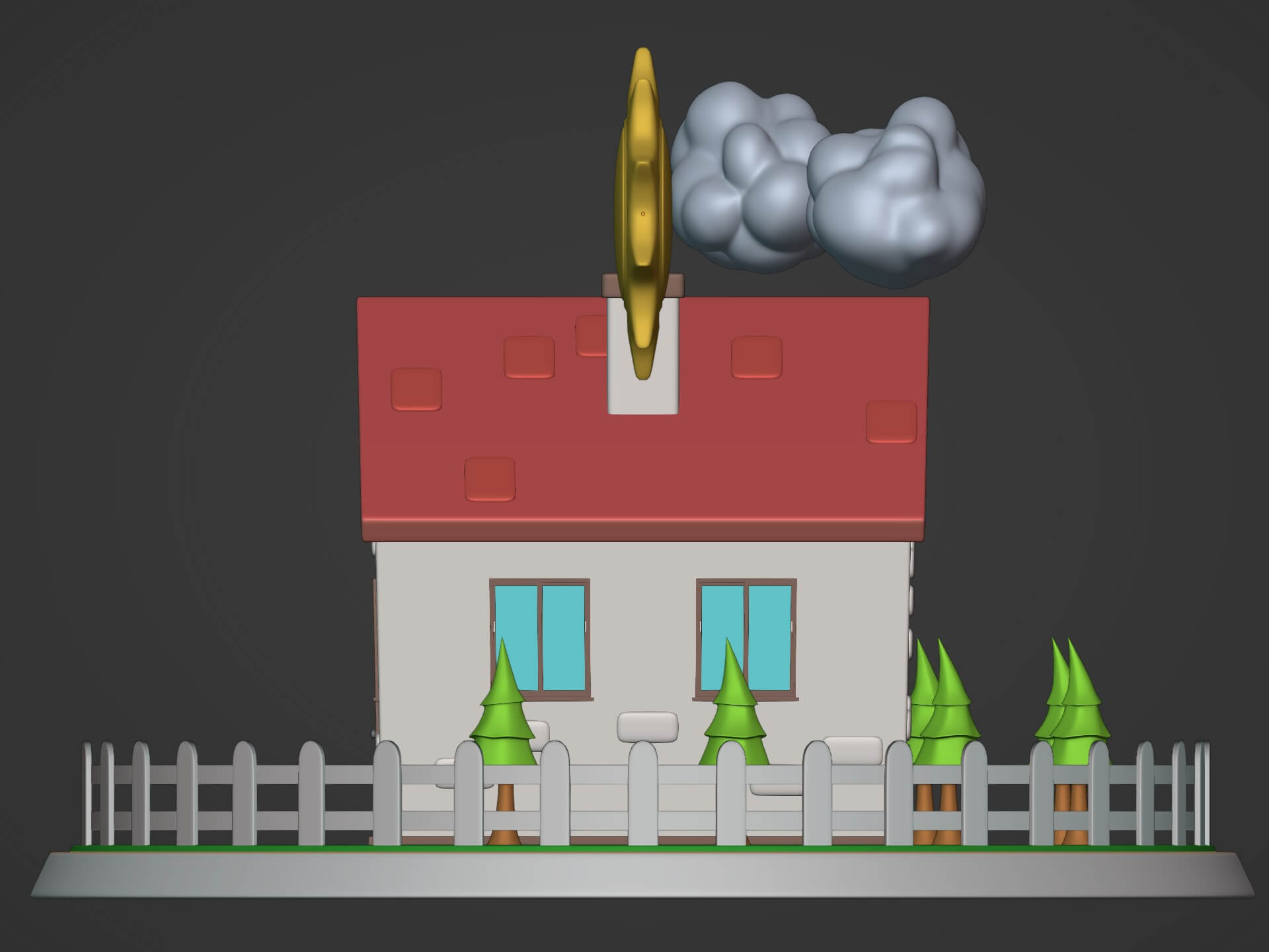 Cartoon House - 3D Model by Ocstard