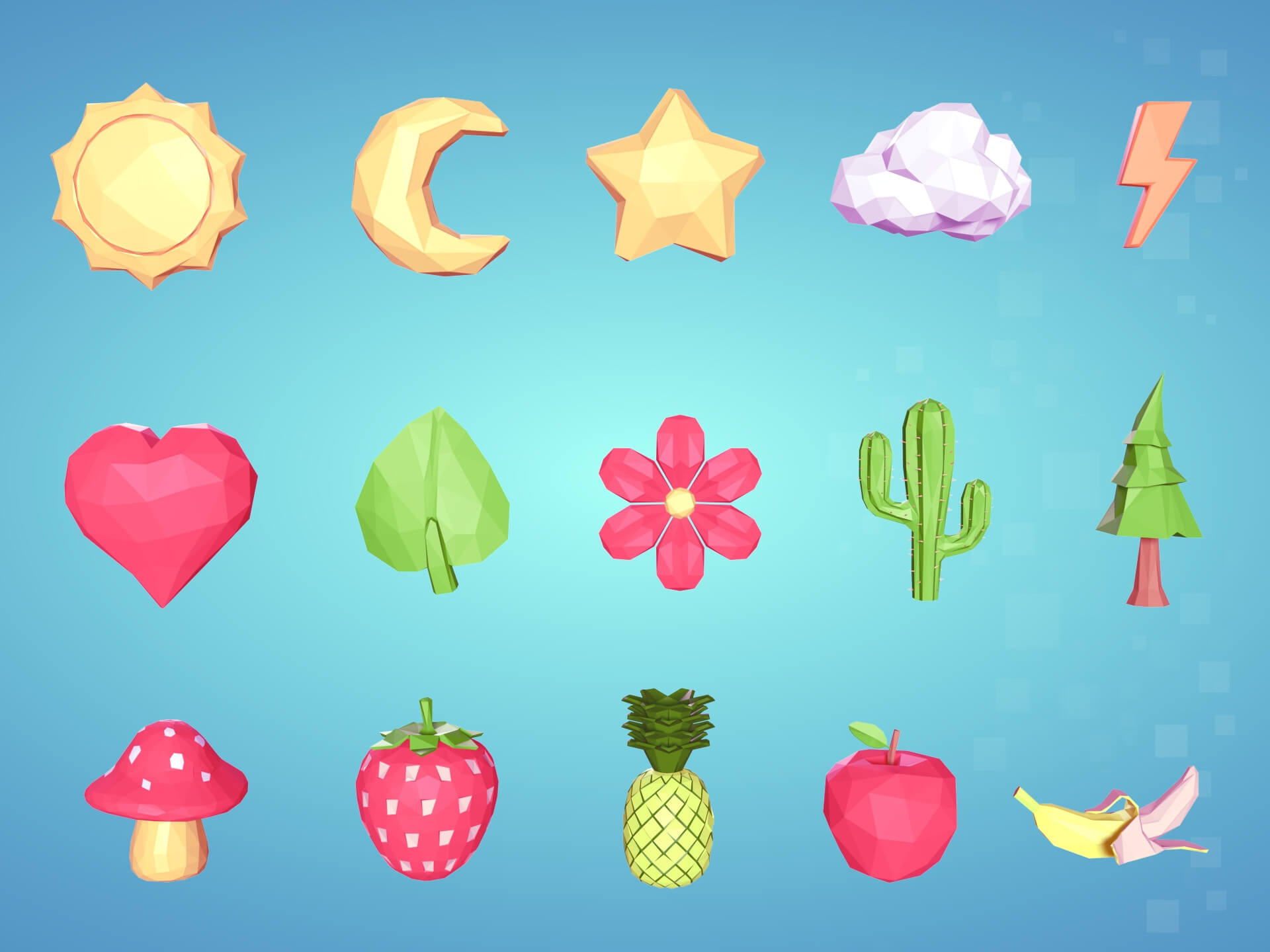 Cartoon Icons Pack - 3D Model by Ocstard