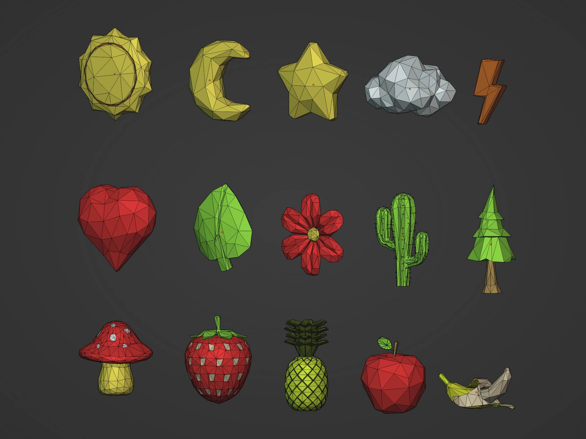 Cartoon Icons Pack - 3D Model by Ocstard