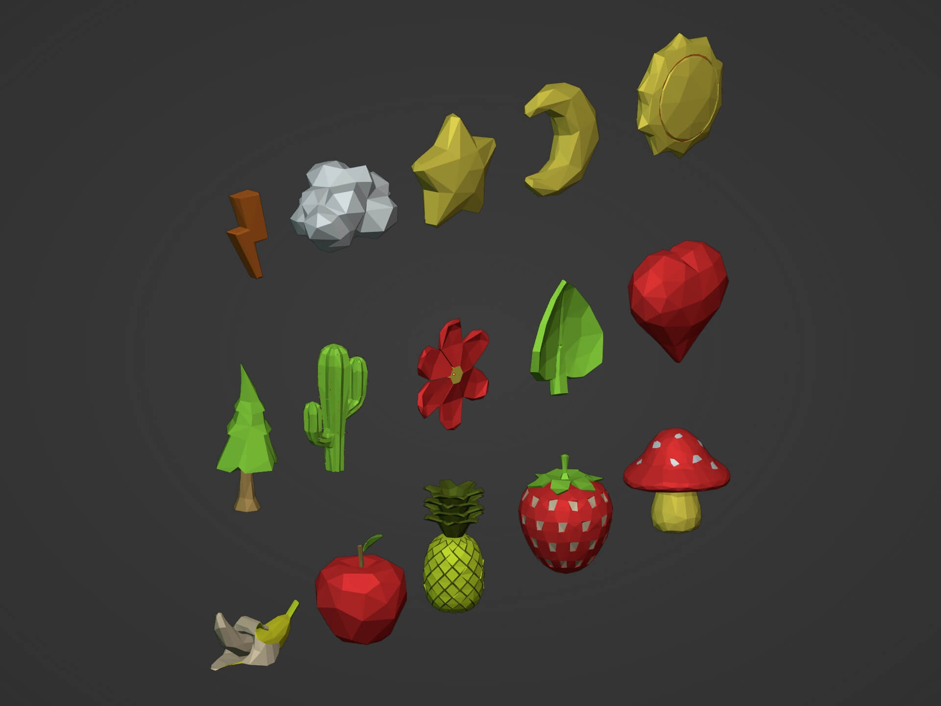 Cartoon Icons Pack - 3D Model by Ocstard