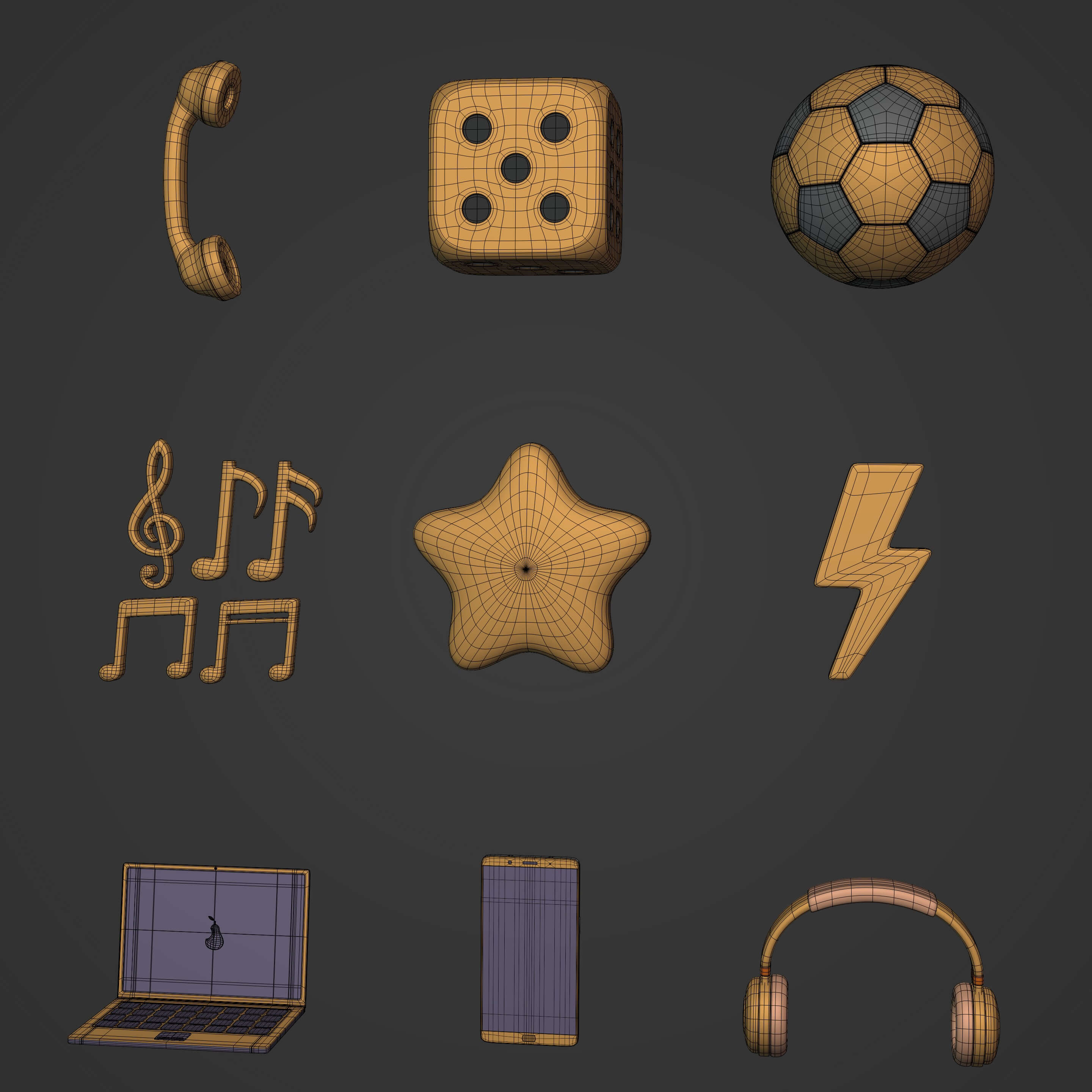 Cartoon Icons Collection - 3D Model by Ocstard