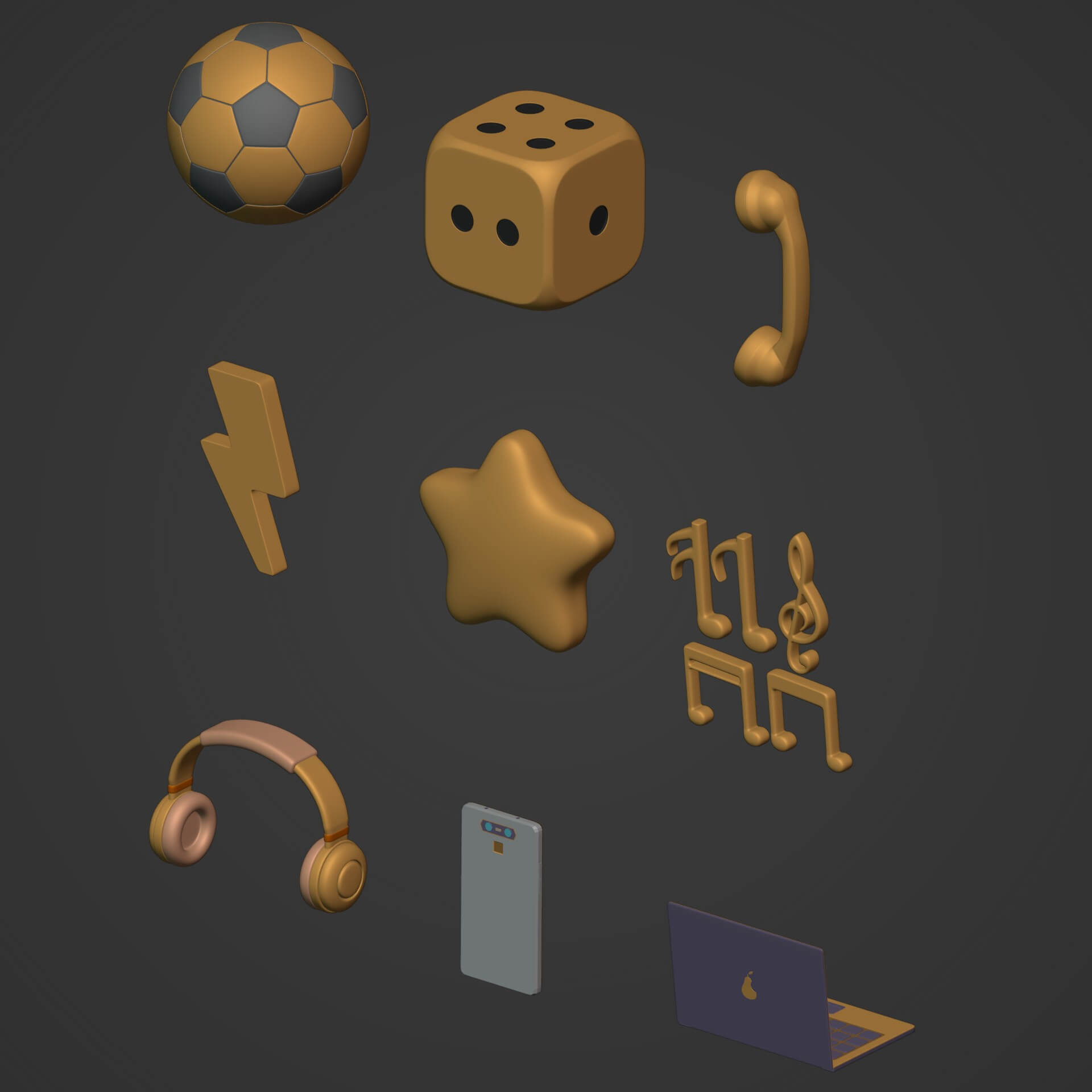 Cartoon Icons Collection - 3D Model by Ocstard