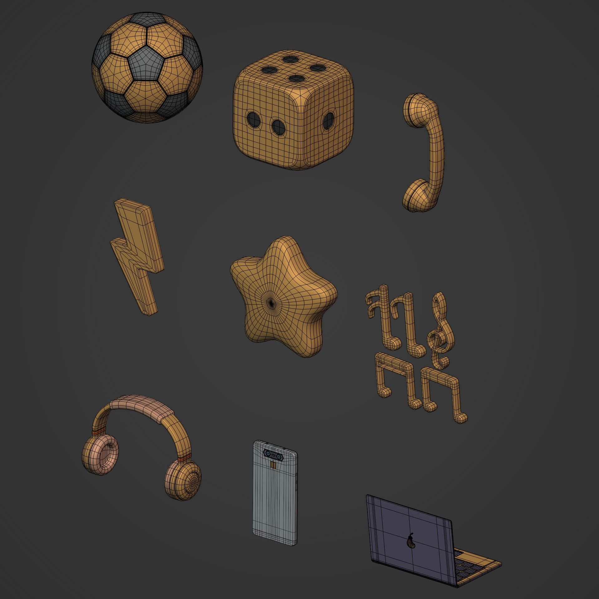 Cartoon Icons Collection - 3D Model by Ocstard