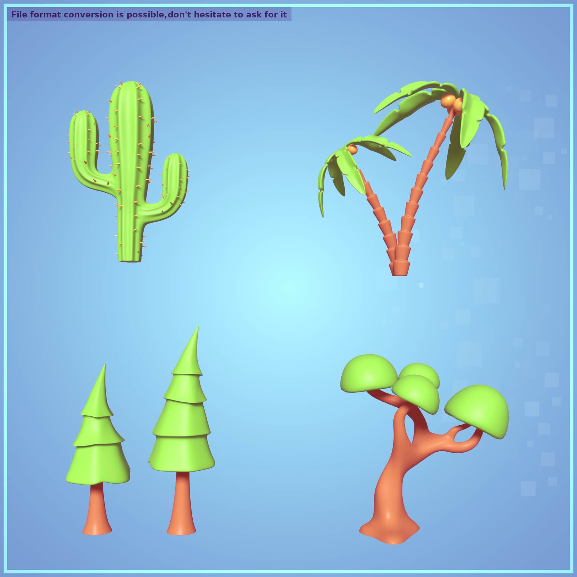 Cartoon Trees Pack - 3D Model by Ocstard