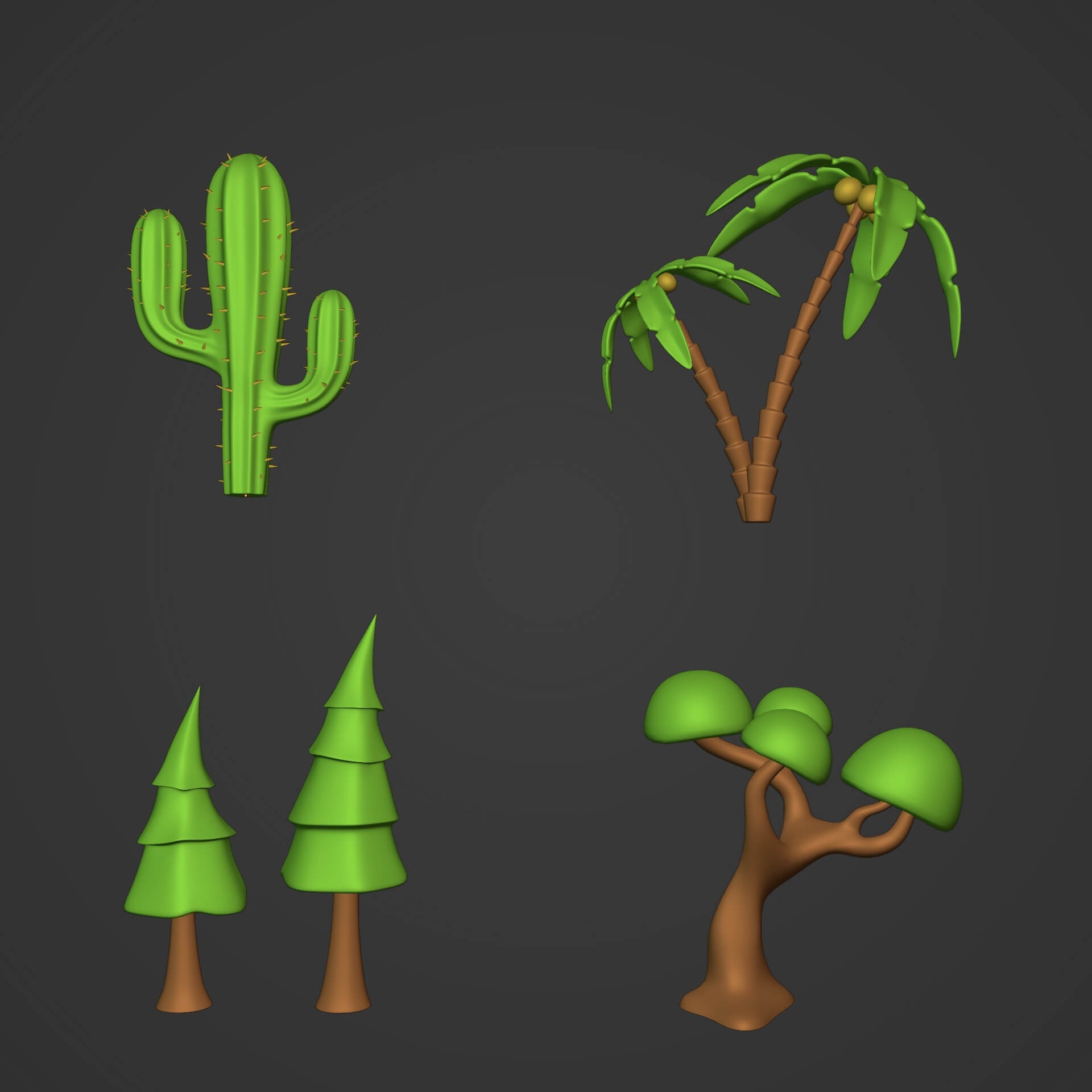 Cartoon Trees Pack - 3D Model by Ocstard