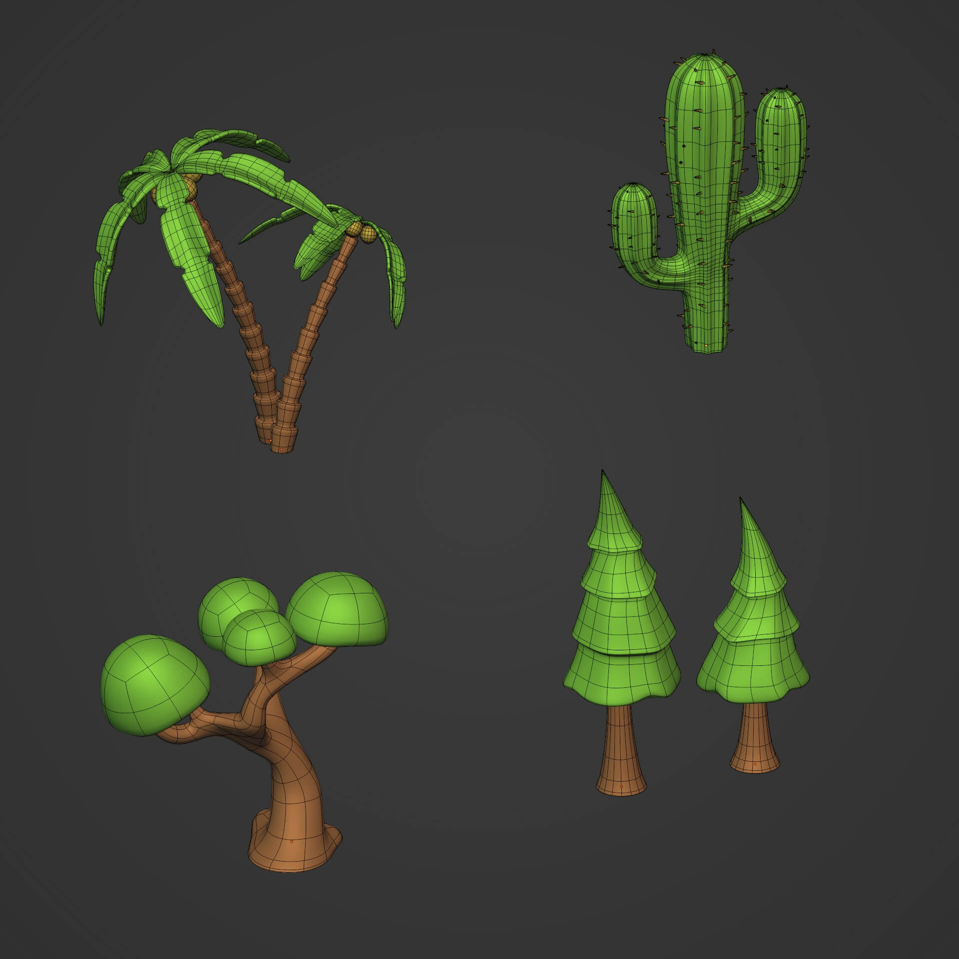 Cartoon Trees Pack - 3D Model by Ocstard