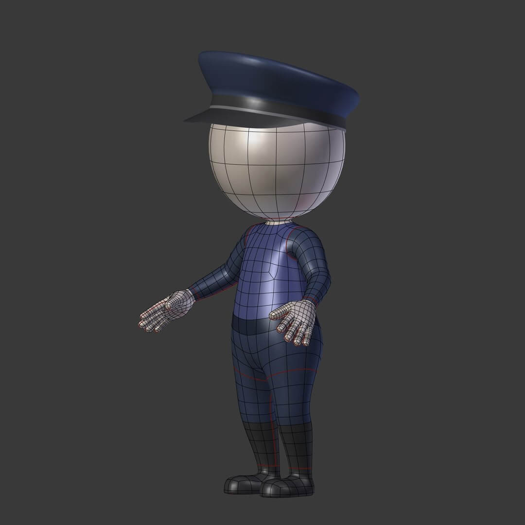 Cartoon Policeman - 3D Model by Ocstard
