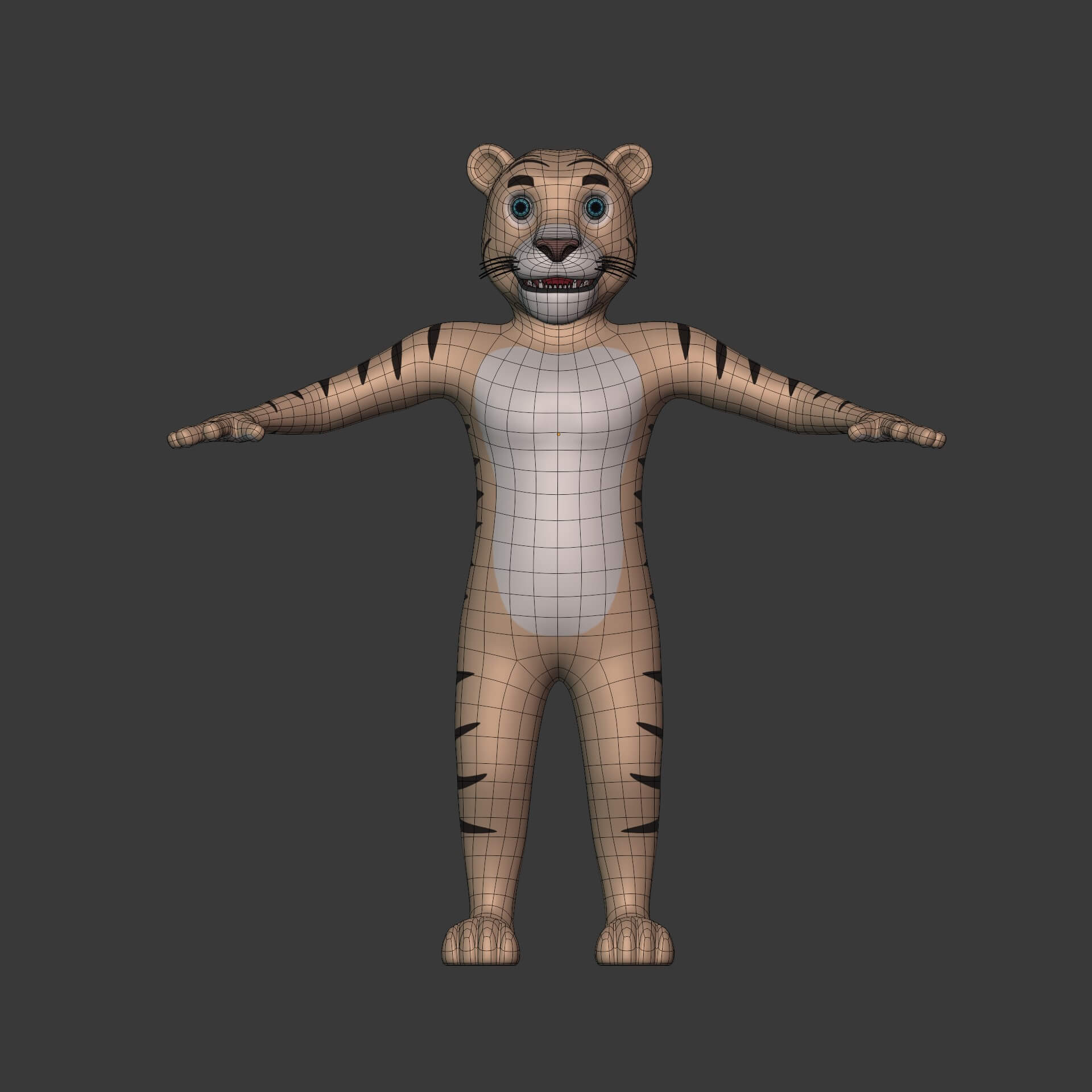 Cartoon Tiger - 3D Model by Ocstard