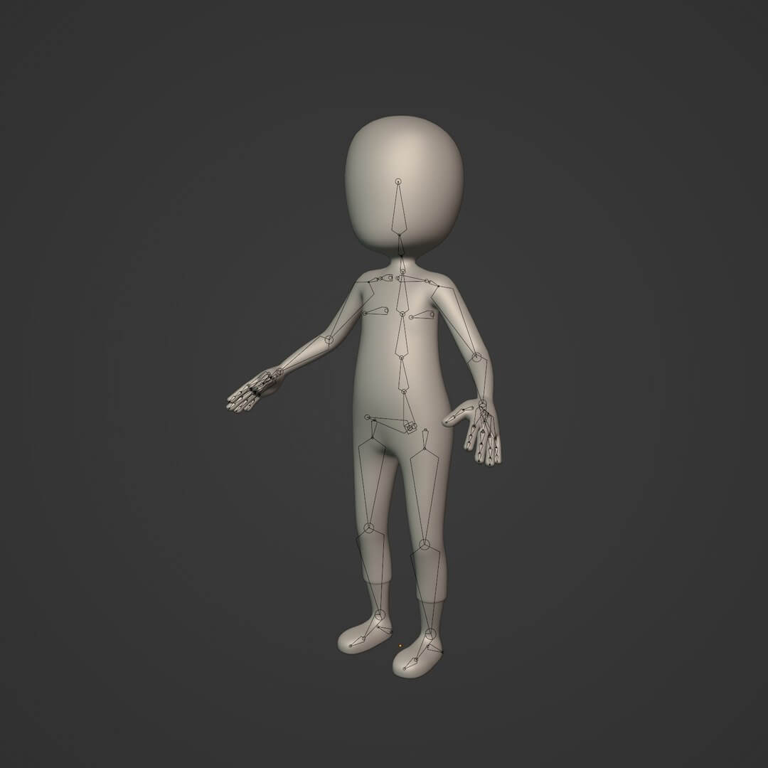Cartoon Stickman -- Rigged 3D Model by Ocstard
