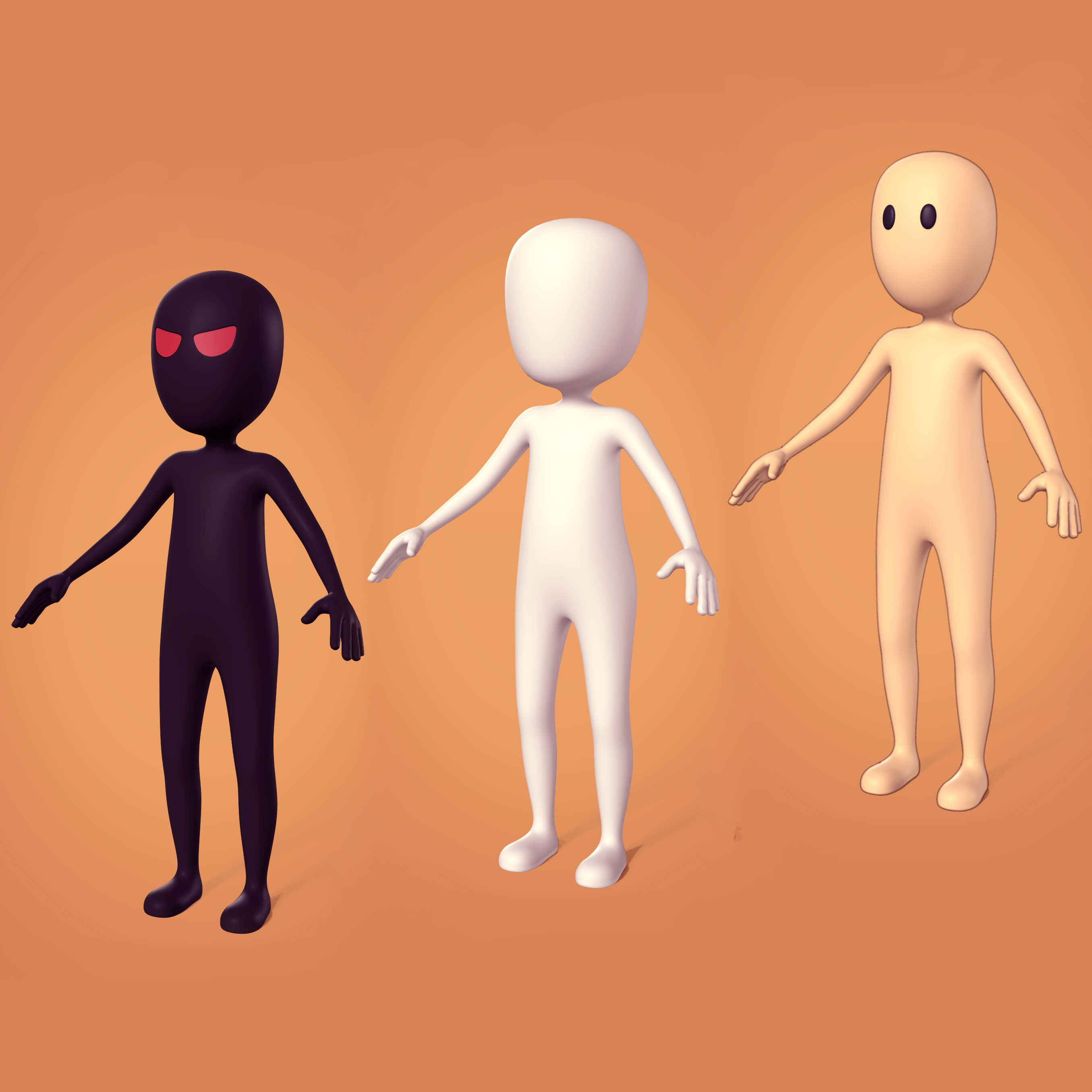 Cartoon Rigged Characters - Stickman - Ninja - Monster 3D Model by Ocstard